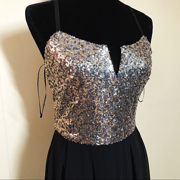 Spense | Dresses | New Gold Sequin Black Prom Dress Womens 8 | Poshmark